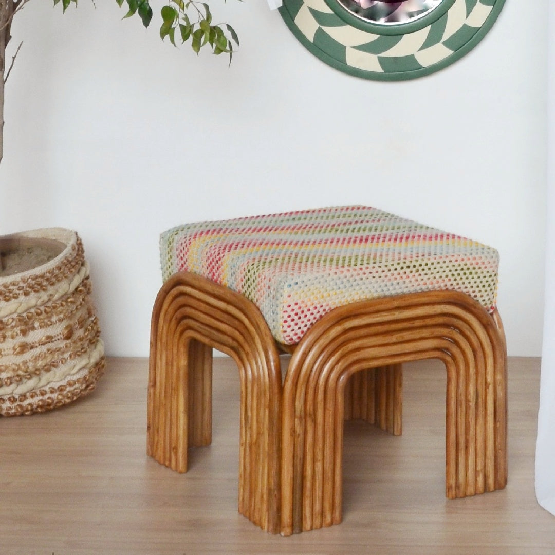 Bamboo Cushion Ottoman | Functional Accent Seating By Opaque Studio – opaquestudio.in