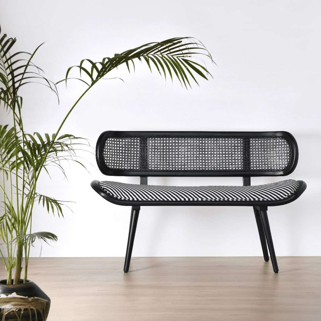 Avalon Cane Bench | Stylish Wood Benches By Opaque Studio – opaquestudio.in