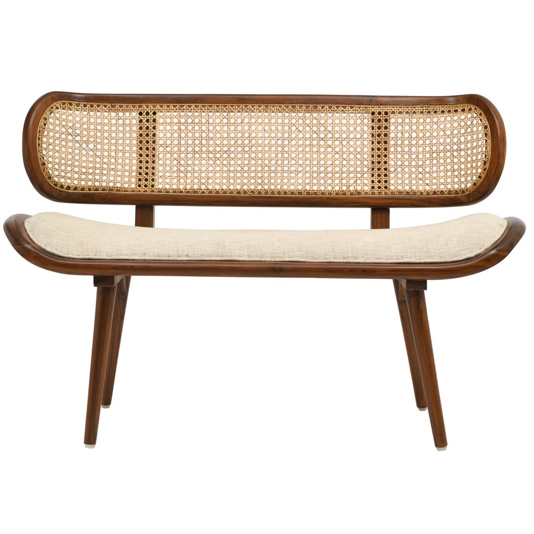 Natural cane and mahogany bench store